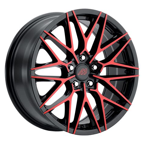 Mach Performance® Mp40 Wheels Gloss Black With Red Machined Face Rims