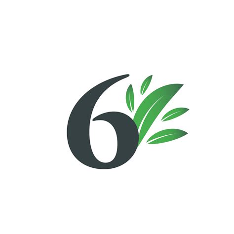 Number Six Logo With Green Leaves Natural Number 6 Logo 2784675