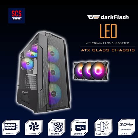 Aigo DarkFlash Leo With 3 Rainbow LED Fan ATX Tempered Glass Gaming