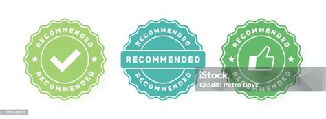 추천 배지 세트 체크 표시와 엄지 손가락으로 라벨 디자인 좋은 선택 추천 벡터 일러스트 레이 션 우표에 대한 스톡 벡터 아트 및 기타 이미지 Istock