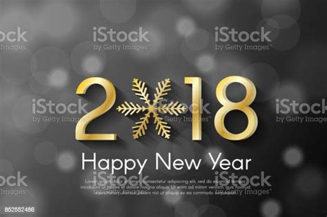 흐릿한 검은색에 황금 새 해 2018 개념 황금 번호와 눈송이 벡터 인사말 카드 일러스트 0명에 대한 스톡 벡터 아트 및 기타