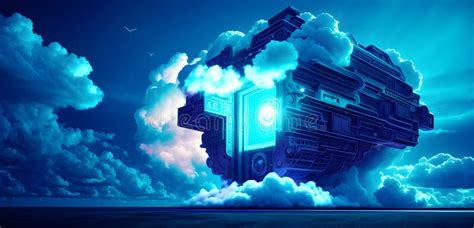 Generative Ai Glowing Cloud Icon Technology Concept Exploded Panel With Cloud Services And Data