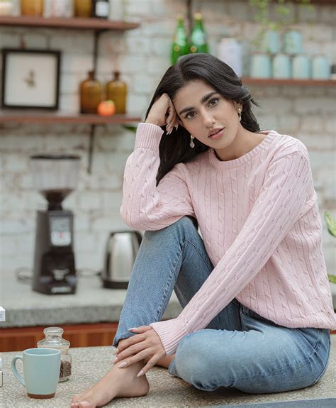Pink Cable Knit Sweater Women Fitted