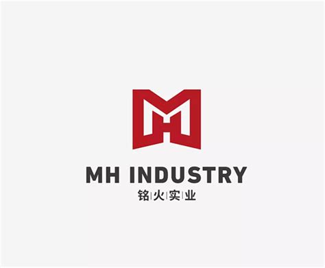学logo 铭火实业 多字母构成 上下排列 正负形logo Mh