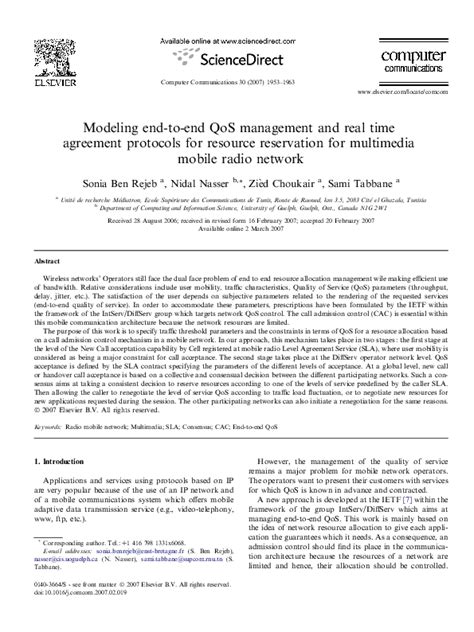 Pdf Modeling End To End Qos Management And Real Time Agreement