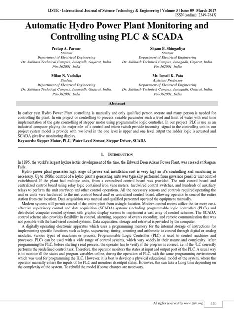automatic hydro power plant monitoring and controlling using plc