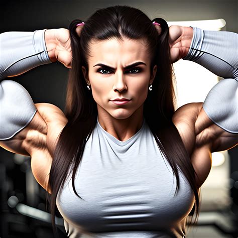 Massive Female Bodybuilder With Beautiful Face And Long Hair Flexing
