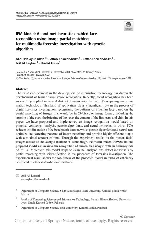 ipm model ai and metaheuristic enabled face recognition using image