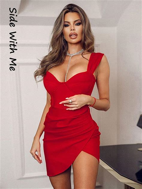 Side With Me Sexy Bodycon V Neck Woman Tank Mini Dress 2022 Spring