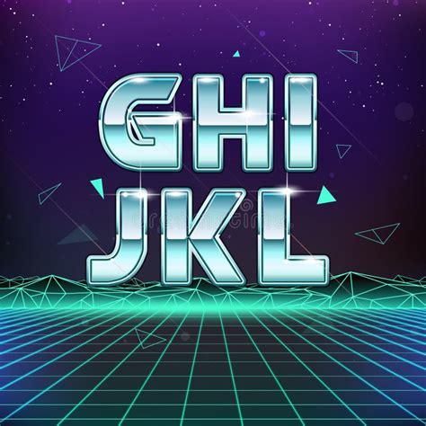 80s Retro Sci Fi Font From A To F Stock Vector Illustration Of
