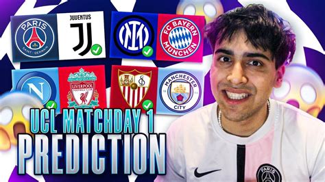 My Champions League Matchday 1 Predictions 202223 Youtube