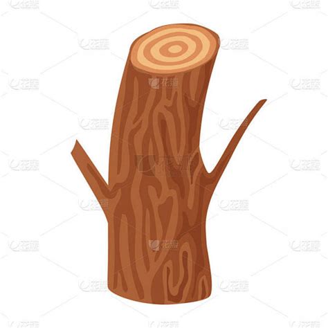 截木树干木卡通矢量隔离物体