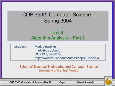 Ppt Cop 3502 Computer Science I Spring 2004 Day 9 Algorithm