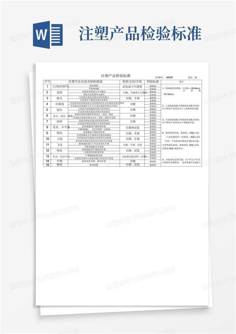 注塑产品检验标准word模板下载编号qzmxbodg熊猫办公