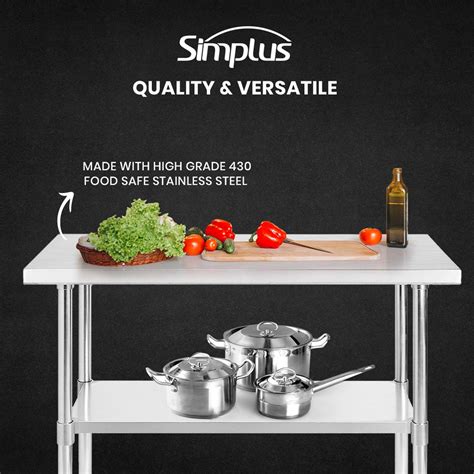 Simplus Stainless Steel Kitchen Bench Work Food Prep Table 1500x600mm