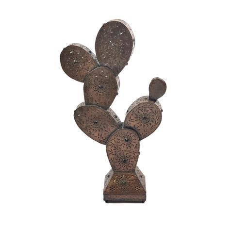 Prickly Pear Cactus Lamp Cacti Punched Tin Metal Marble Etsy