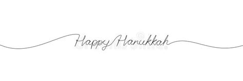 Happy Hanukkah One Continuous Line Lettering Vector Illustration Stock