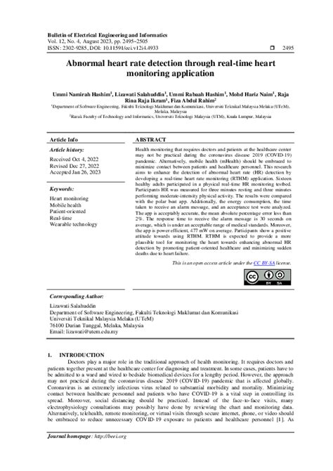 pdf abnormal heart rate detection through real time heart monitoring