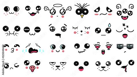 Kawaii Słodkie Twarze Śmieszne Kreskówki Japoński Emotikon W Różnych