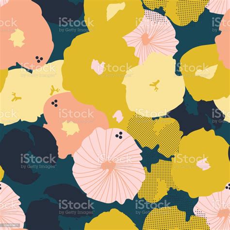 ベクターの現代的な手描きの花シームレスパターン ばら色のベクターアート素材や画像を多数ご用意 ばら色 イラストレーション
