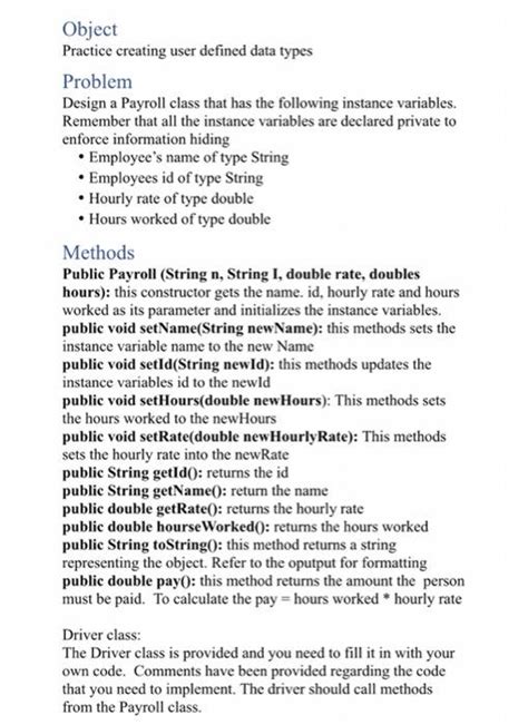 Solved Object Practice Creating User Defined Data Types
