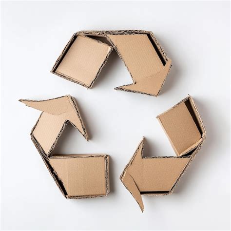 Recycling Symbol Made Of Cardboard On White Background Premium Ai