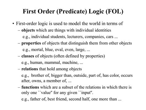 basic knowledge representation in first order logic ppt