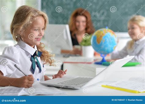 Teacher With Two Girls Stock Image Image Of Girls Female 82708447