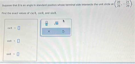 Solved Suppose That θ Is An Angle In Standard Position Whose Terminal