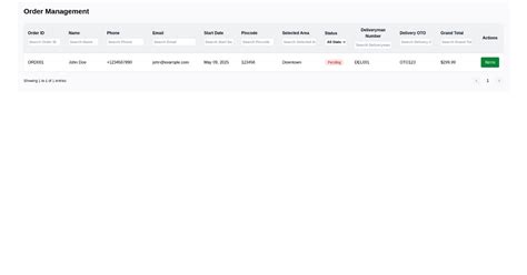 Order Management Table Free React Tailwind Component