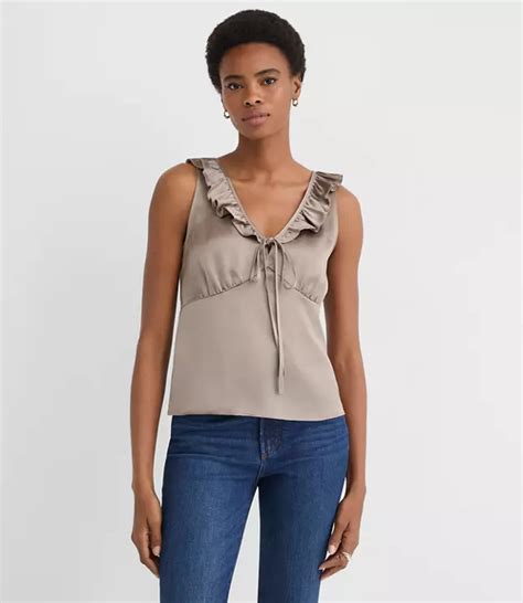 Womens Ruffle Neck Tops Loft