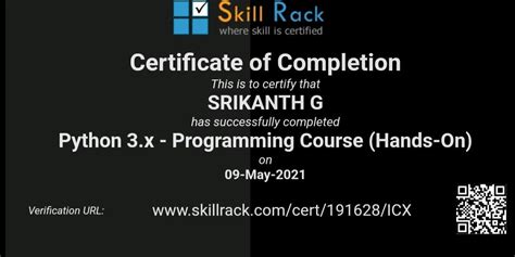 Completed Python Hands On Course On Skillrack Srikanth Gnanamurthy