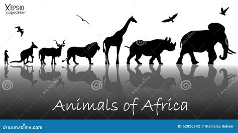 Silhuetas Dos Animais De África Ilustração Do Vetor Ilustração Stock