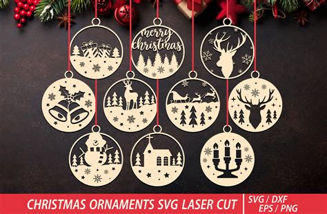 Christmas Ornaments Svg Laser Cut Files Illustration Par Svg Creation