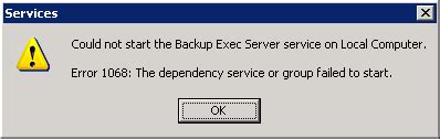 Solved Backup Exec Services Not Starting Experts Exchange