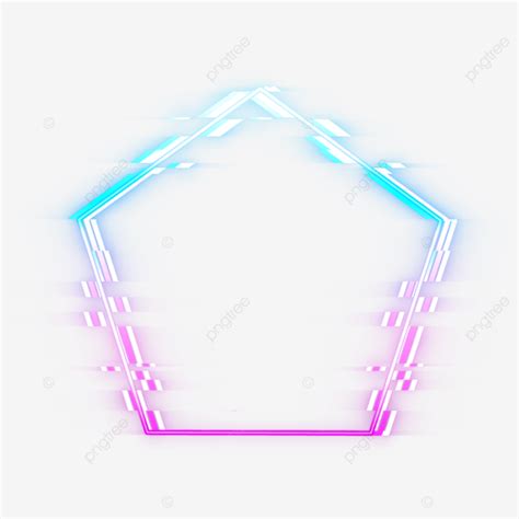 Neon Lights Effect Png Image Pentagon Sky Blue And Pink Neon Border