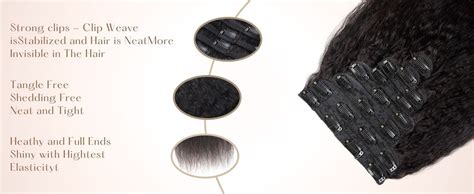 Seamless Kinky Straight Human Hair Clip Ins 4c 18inch 8pcs