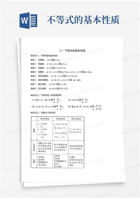 不等式的基本性质word模板下载编号qvzmejrm熊猫办公