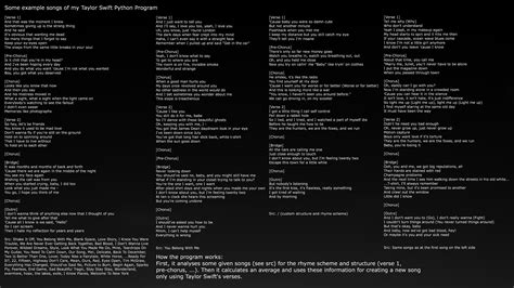 I Made A Python Program That Writes Taylor Swift Songs Rtaylorswift