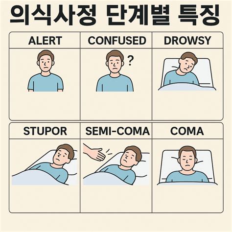 환자 의식사정 Alert Confused Drowsy Stupor Semi Coma Coma 단계별 특징 네이버 블로그