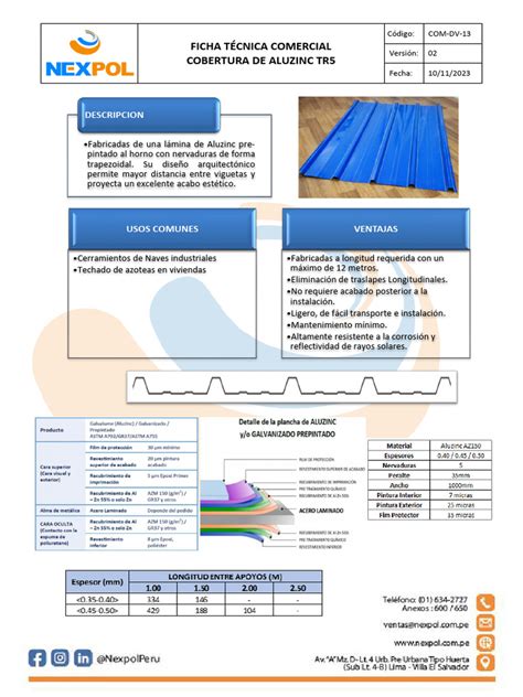 Ftc Cobertura De Aluzinc Tr5 Com Dv 13 V 02 10 11 23 Pdf