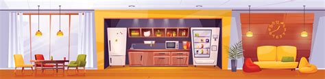Break Room With Kitchen In Office Lunch At Work 24233431 Vector Art At
