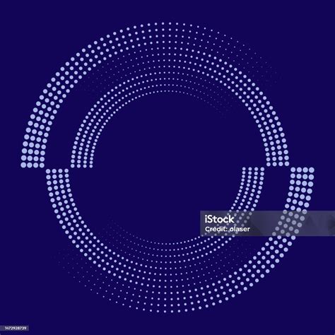 Three Orbits Of Two Half Circle Sections Made Of Duotone Dots Stock