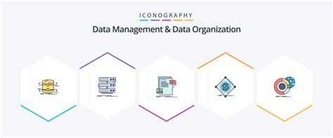 Data Management And Data Organization 25 Filledline Icon Pack Including