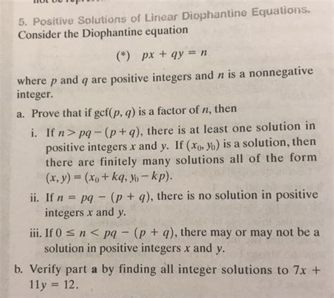Solved 5 Positive Solutions Of Linear Diophantine Equations