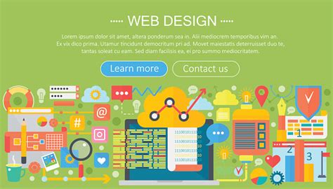 웹 디자인 평면 개념입니다 애플 리 케이 션 인포 그래픽 템플릿 헤더 디자인 프로그래밍 벡터 일러스트입니다 0명에 대한 스톡