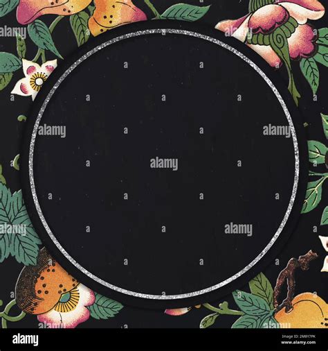 Glittery Silver Floral Round Frame Vector Stock Vector Image Art Alamy