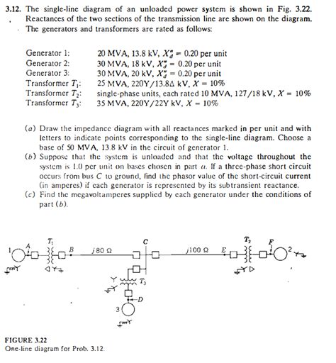 Solved Help On B And C 3 12 The Single Line Diagram Of A