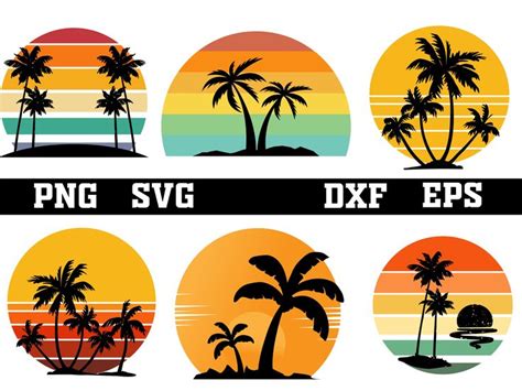 Palm Tree Svg Bundle Palm Trees Svg Retro Sunset Svg Sunset Svg
