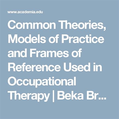 Common Theories Models Of Practice And Frames Of Reference Used In